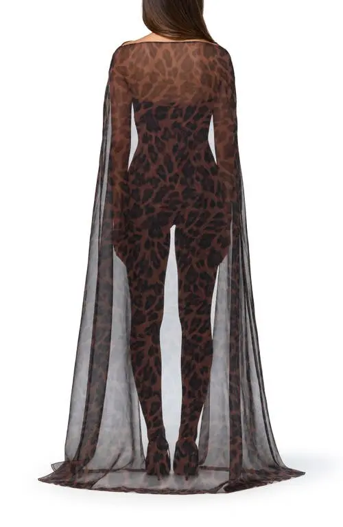 Naked Wardrobe Leopard Print Chiffon Cape Shrug