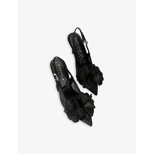 Carvela Positano Flower Heeled Woven Slingback Courts