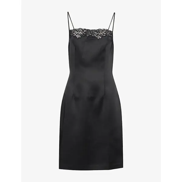 REFORMATION X Alexa Chung Satin Cocktail Mini Dress - Black