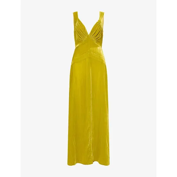 REFORMATION X Alexa Chung Legacy Velvet Gown - Chartreuse