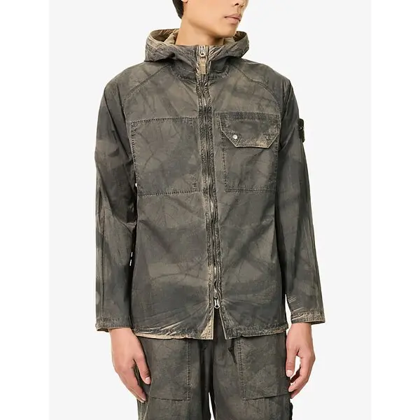 Stone Island Laser Forest Camo Crinkle Reps-tc Nylon Overshirt