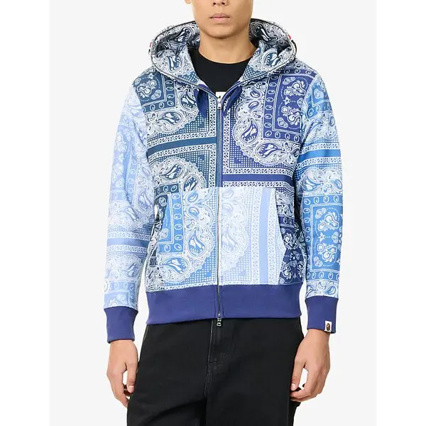 A BATHING APE Paisley Shark Cotton-blend Hoodie