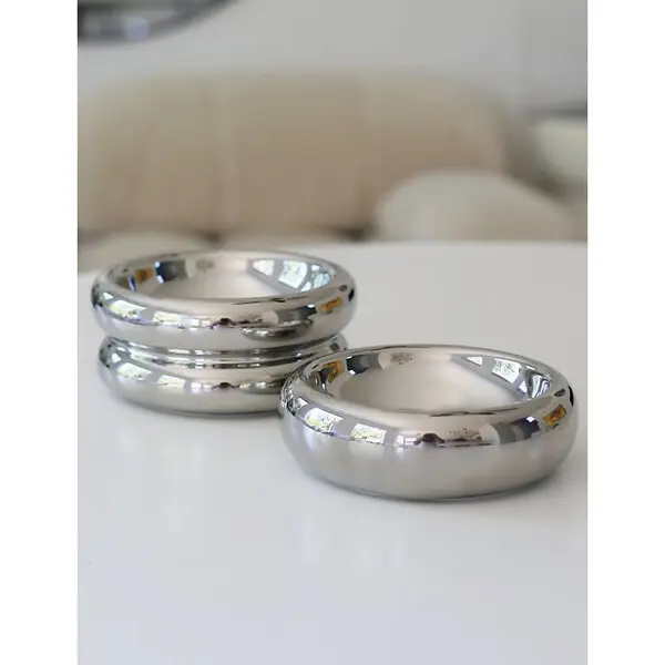CATENARY HOME Halo Chrome Ceramic Pet Bowl