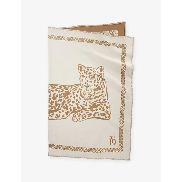 YVES DELORME Léopard Merino-wool Throw - Camel