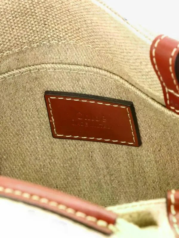 Chloé Woody Convertible Canvas With Leather Mini Tote Bag