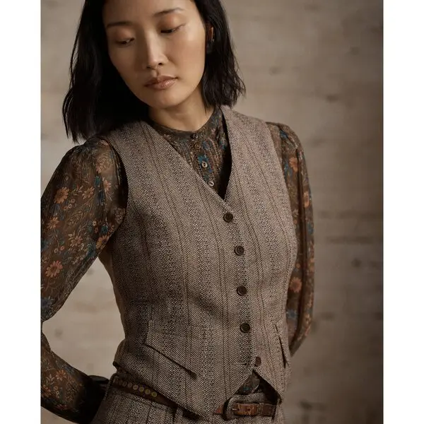 Ralph Lauren Wool-cotton Herringbone Vest