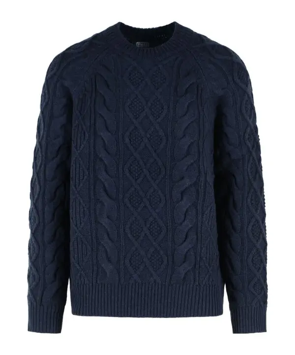 Polo Ralph Lauren Aran-knit Wool-alpaca Sweater - Navy