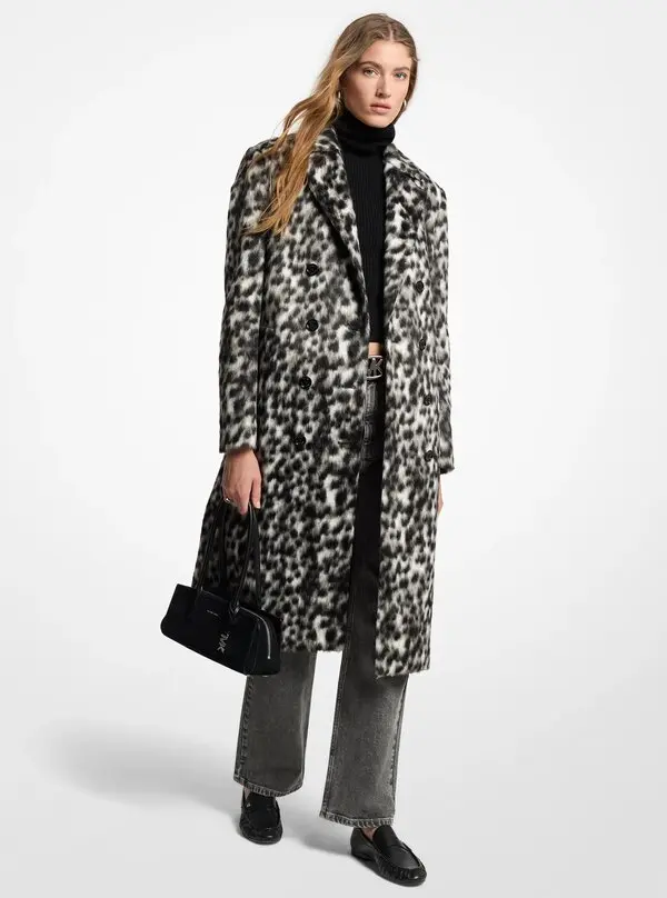 Michael Kors Leopard Print Faux Fur Coat In Size By - Grey