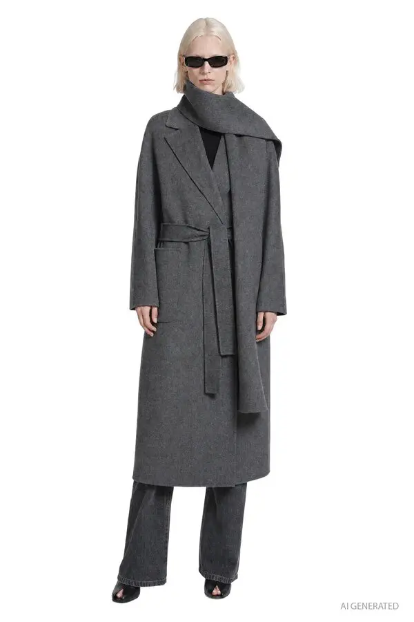 Max Mara Long Double Wool Coat - Grey
