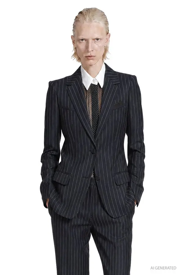 TOM FORD Chalk Sripe Wool Mohair Blazer - Blue