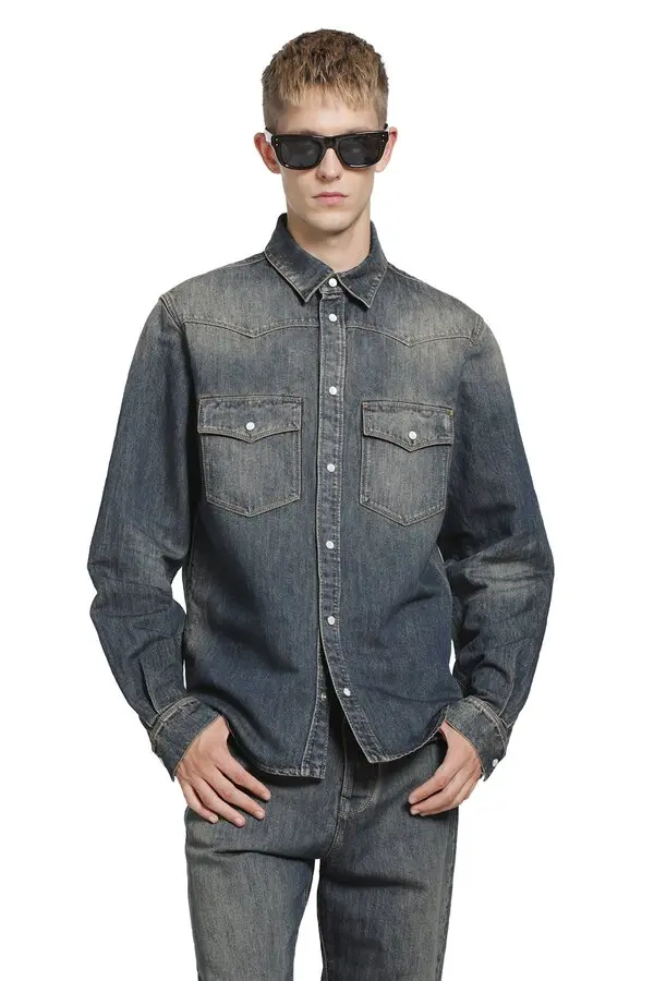 Fendi Washed Denim Shirt - Blue