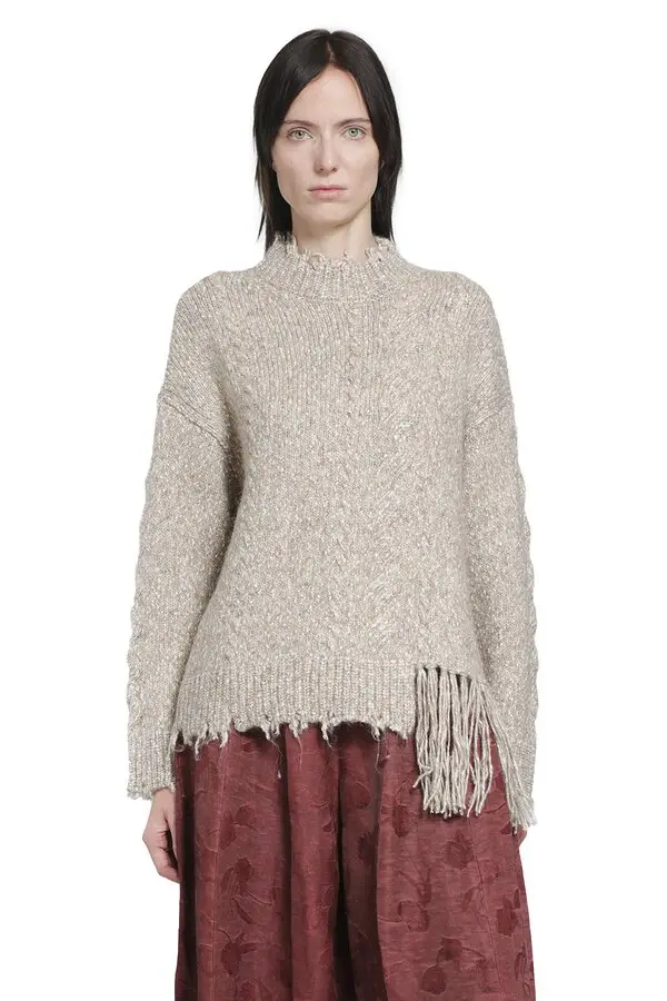 YA YI Mantra Fringe Sweater