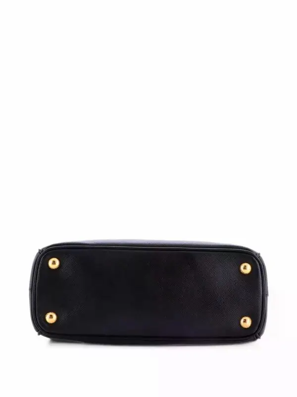 Prada Double Zip Lux Saffiano Leather Small Tote Bag - Black