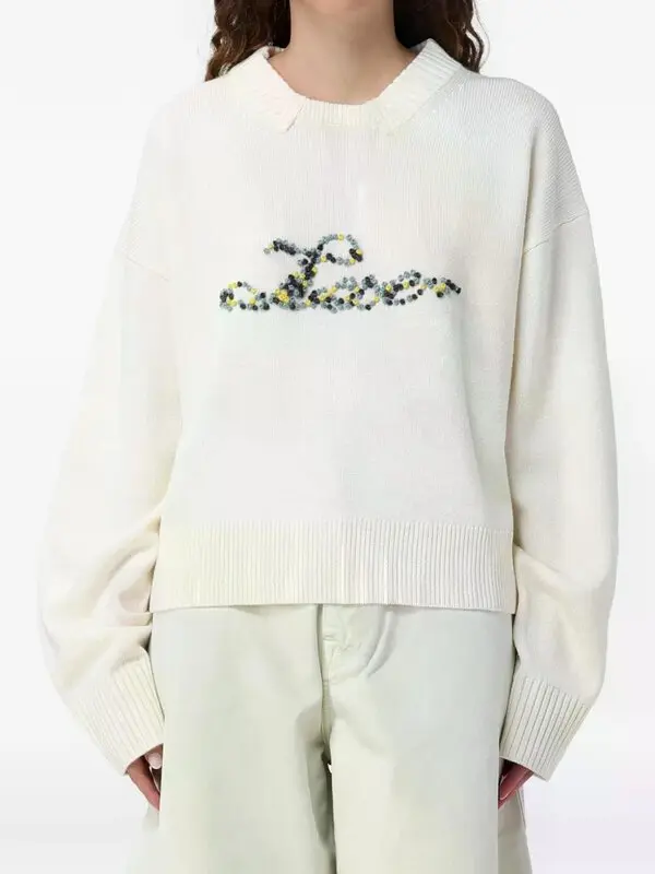 Paul Smith Cream 'love' Embroidered Knitted Sweater - Neutrals