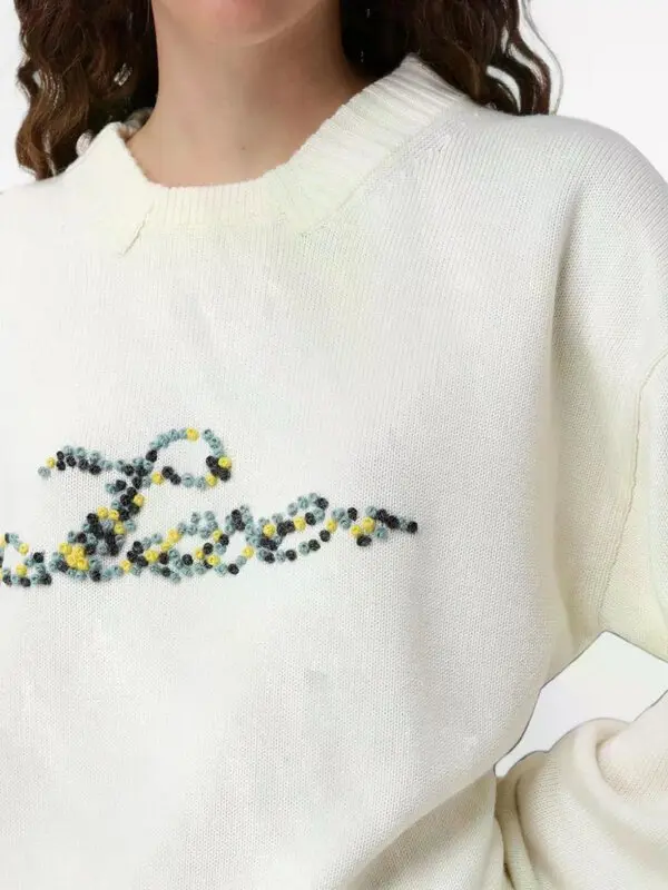Paul Smith Cream 'love' Embroidered Knitted Sweater