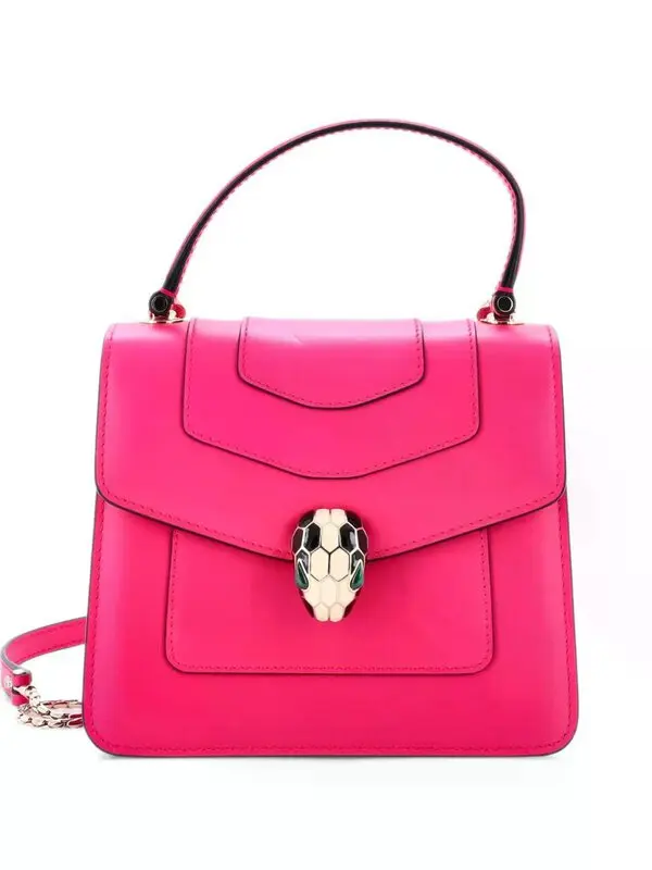 BVLGARI Serpenti Forever Top Handle Bag Leather Small Satchel - Pink