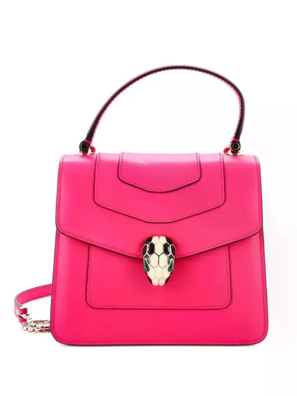 BVLGARI Serpenti Forever Top Handle Bag Leather Small Satchel - Pink