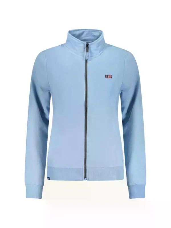 NORWEGIAN RAIN Zip-up Logo-patch Sweatshirt - Blue