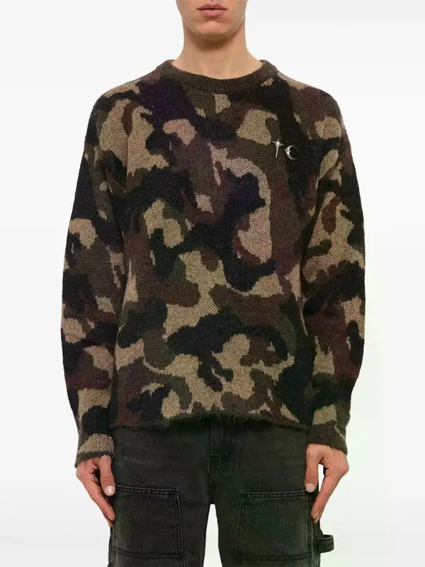 THUG CLUB Tc Infintry Camouflage-pattern Sweater