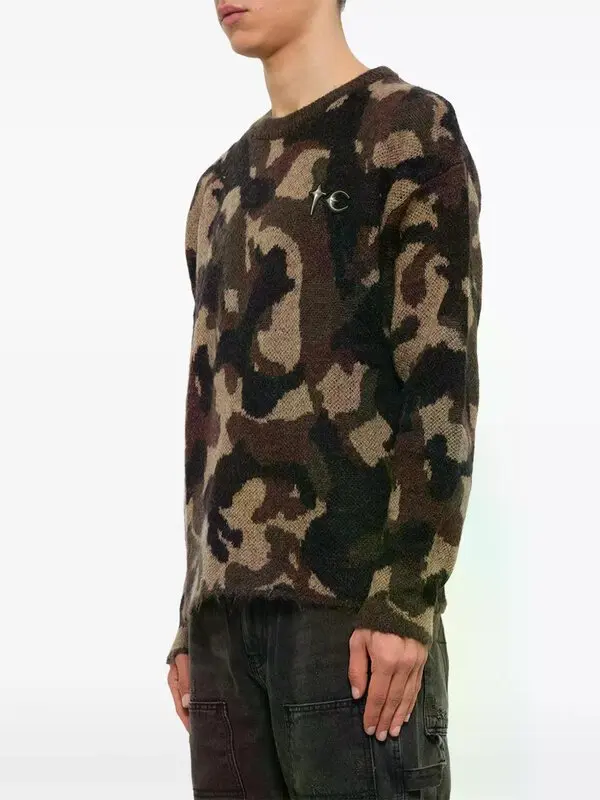 THUG CLUB Tc Infintry Camouflage-pattern Sweater