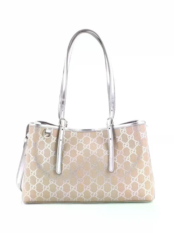 Gucci Emblem Gg Coated Canvas Small Tote Bag