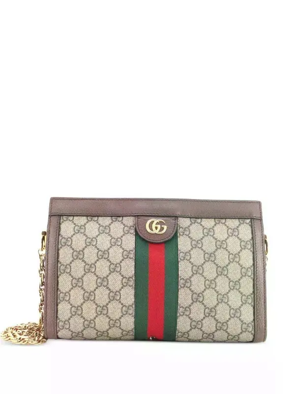 Gucci Ophidia Chain Shoulder Bag Gg Coated Canvas Small Crossbody Bag - Brown