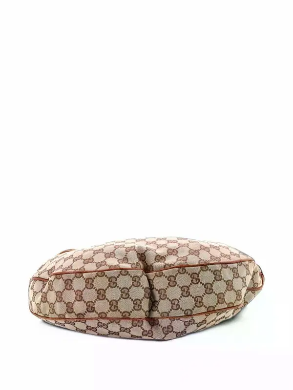 Gucci Bamboo Ring Half Moon Web Gg Canvas Medium Hobo Bag - Brown