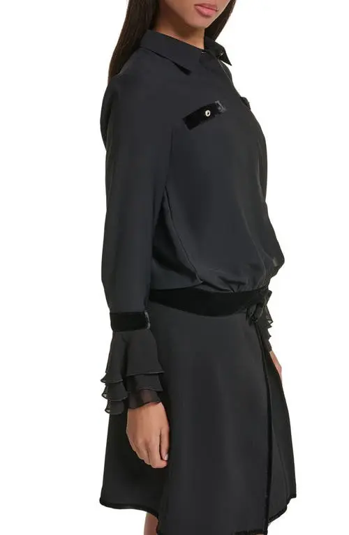 Karl Lagerfeld Paris Velvet Trim Georgette Shirt