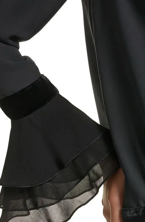 Karl Lagerfeld Paris Velvet Trim Georgette Shirt