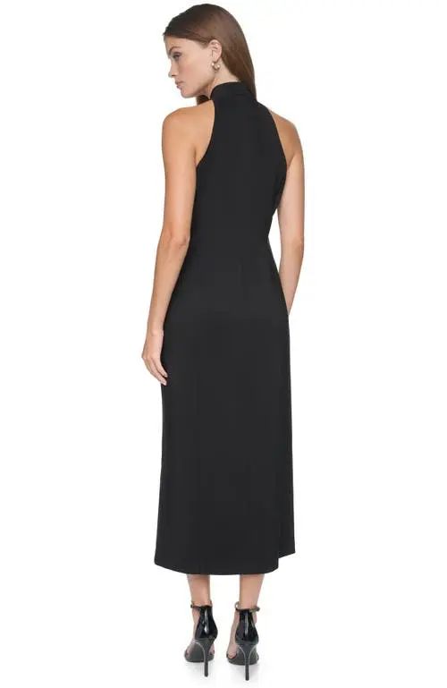 Halston Halter Button-front Midi Dress