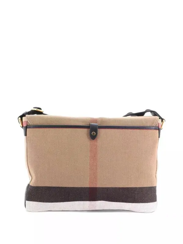 Burberry Baildon Messenger Bag House Check Canvas Large Crossbody Bag - Brown