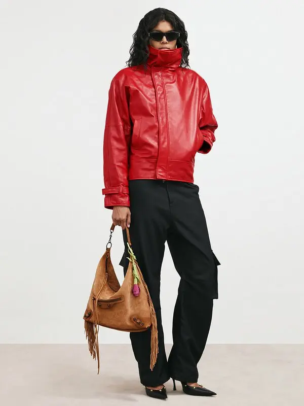 Balenciaga Big Collar Jacket - Red