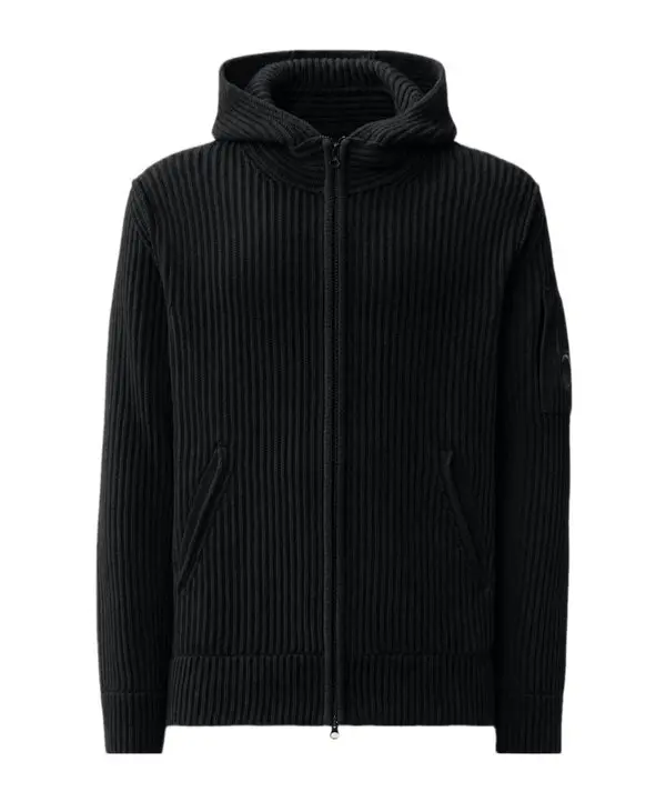 C.P. COMPANY Lambswool Hooded Lens Zip Sweater