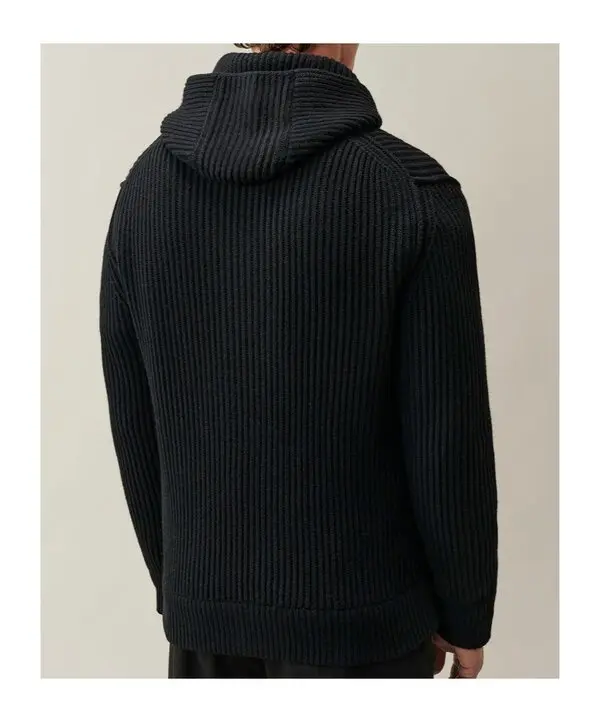 C.P. COMPANY Lambswool Hooded Lens Zip Sweater