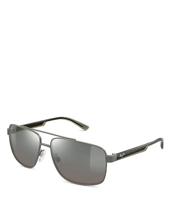Maui Jim Halawa Square Sunglasses, 62mm - Silver