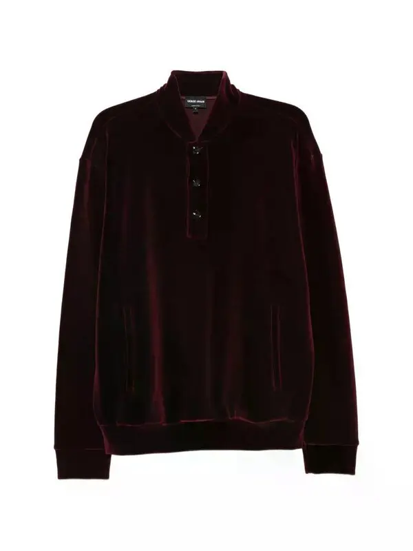 Giorgio Armani Textured Shawl-collar Sweatshirt - Red
