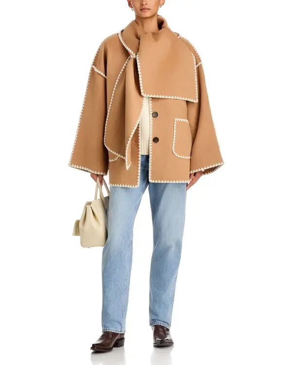 A.REN A. Ren Eliette Blanket Stitch Double Face Scarf Coat