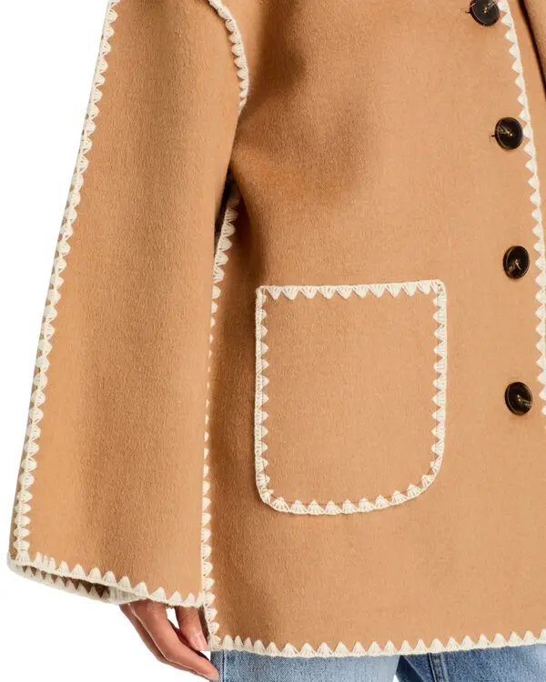 A.REN A. Ren Eliette Blanket Stitch Double Face Scarf Coat
