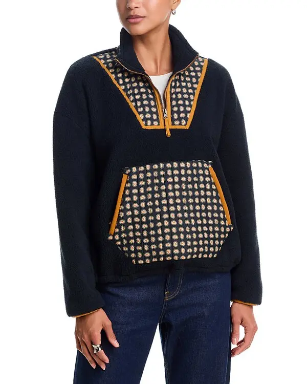 The Great. The Plush Crosswind Pullover Top - Black