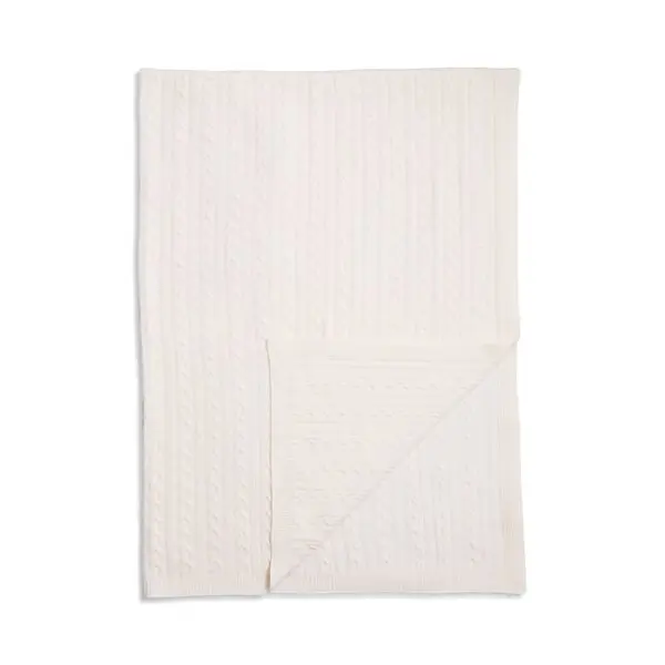 HUDSON PARK COLLECTION Cashmere & Wool Throw Blanket - White Cloud