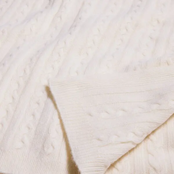 HUDSON PARK COLLECTION Cashmere & Wool Throw Blanket - White Cloud