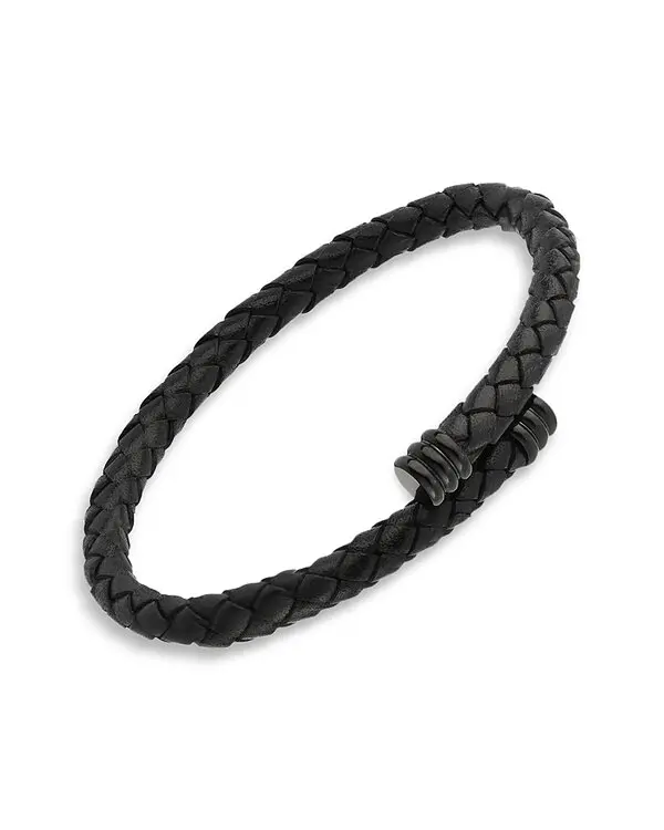 LINK UP Flexible Braided Leather Bracelet - Black