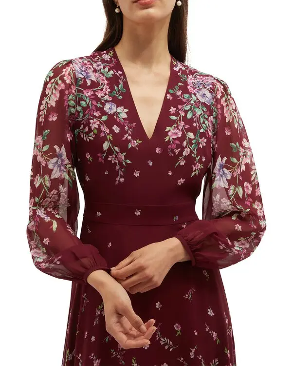 HOBBS LONDON Maeve Silk V Neck Dress