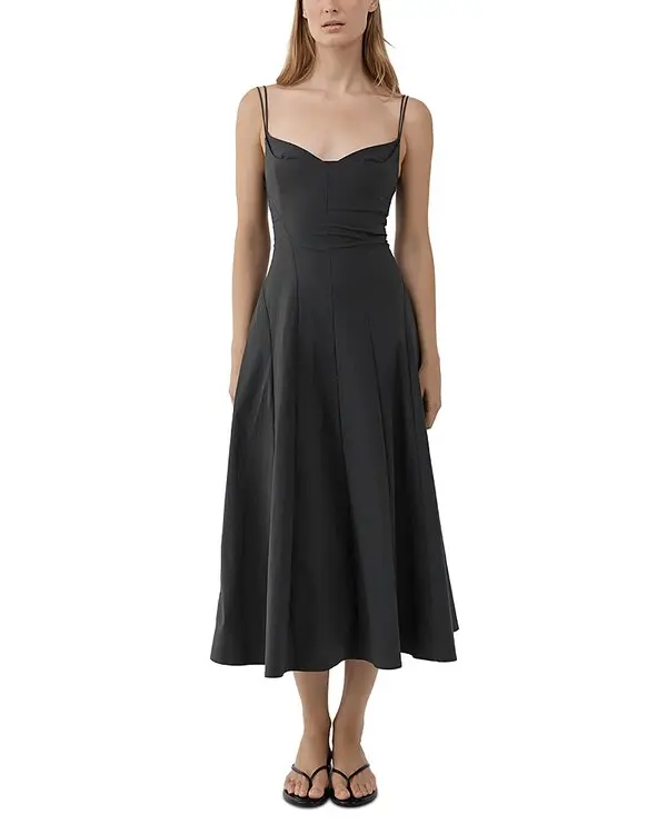 ST. AGNI Paneled Bustier Midi Dress - Magnet