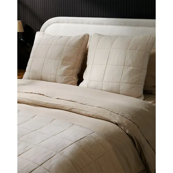 PARACHUTE Linen Box Quilted Sham, Euro - Bone