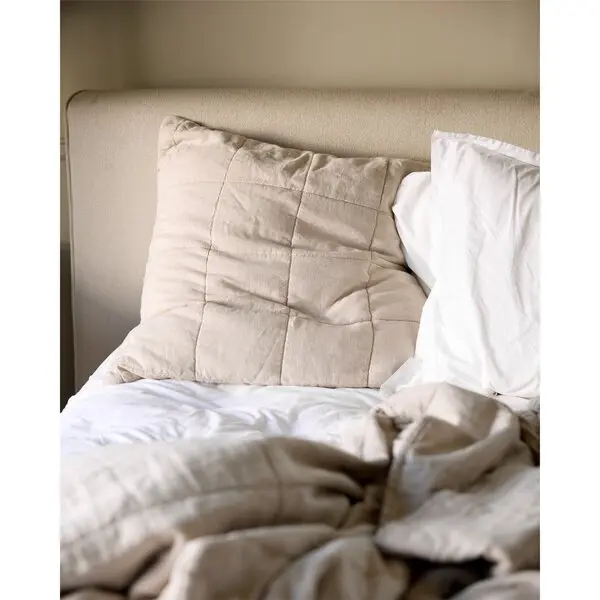 PARACHUTE Linen Box Quilted Sham, Euro - Bone