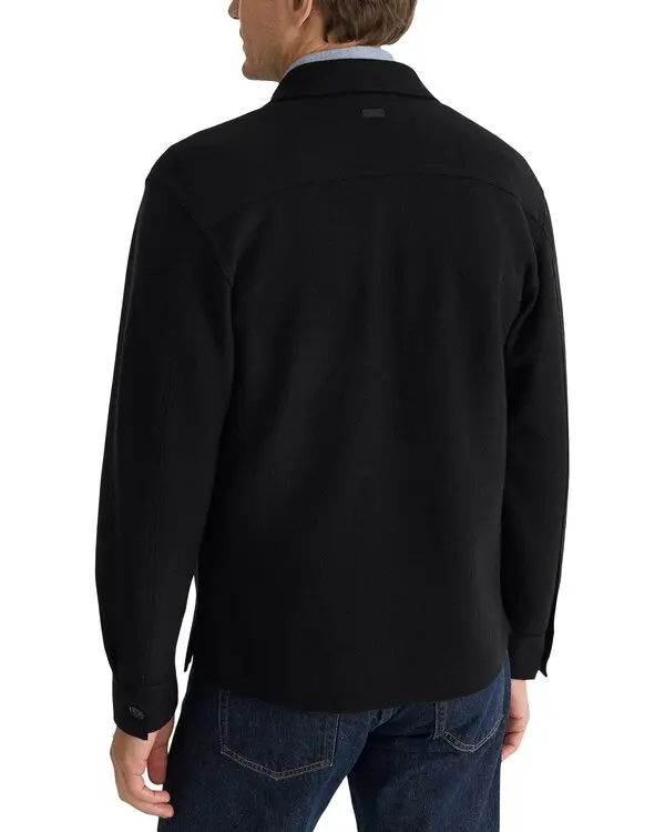 Eton Boiled Wool Button Shirt Jacket - Navy