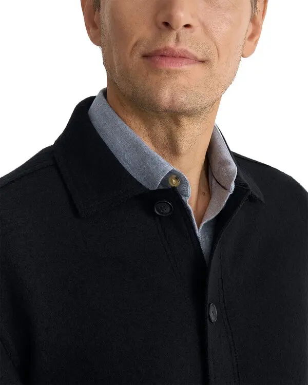 Eton Boiled Wool Button Shirt Jacket - Navy