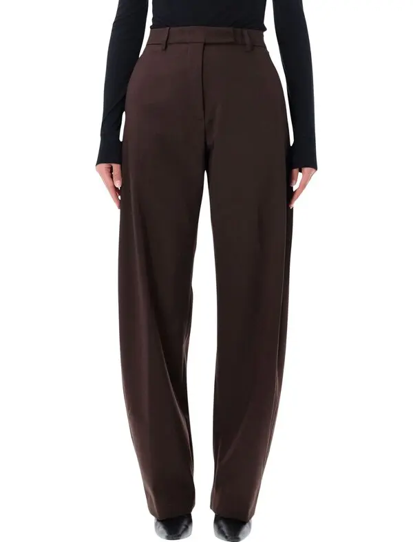 THE LATEST Wool Blend High-rise Barrel Trousers With Wide Legs - Marrone