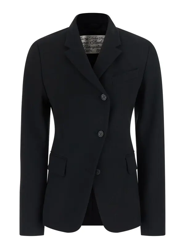 Acne Studios Tech Fabric Jacket With Leather Panel Back And Zip Front - Black